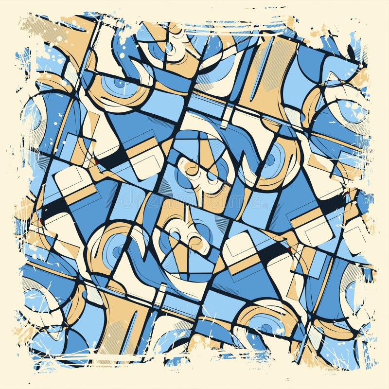 Geometric Blue Background with Outline Frame Stock Vector ...