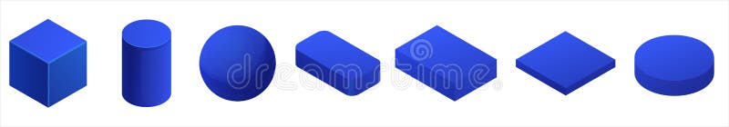 Geometric Blue 3d Shapes. Cylinder Round and Cubic Elements Stock ...