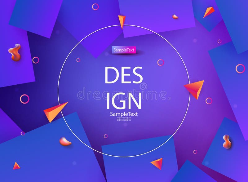 Geometric Blue Design with a Set of Squares, Small Triangles and ...