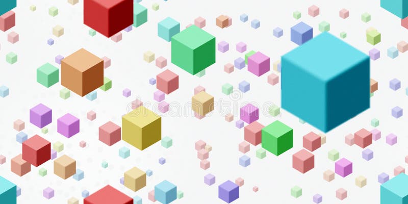 Geometric Blue Green Yellow Education Color Surface. Fly Cubes Design ...