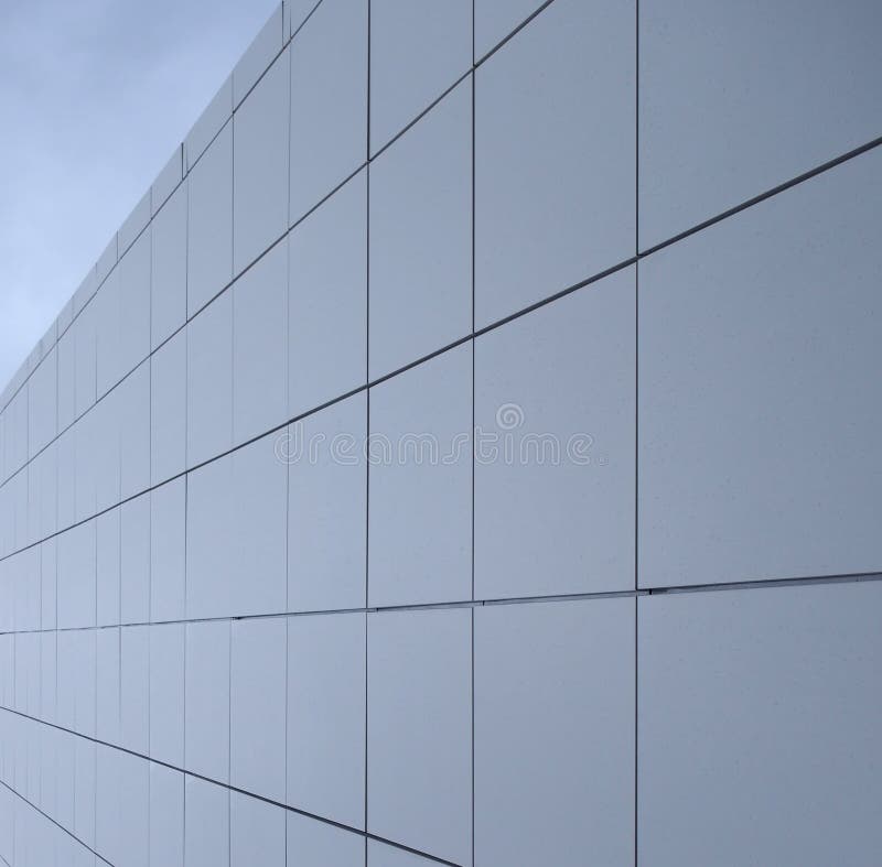 Geometric Blue Metallic Cladding Modern Facade in Perspective View with ...