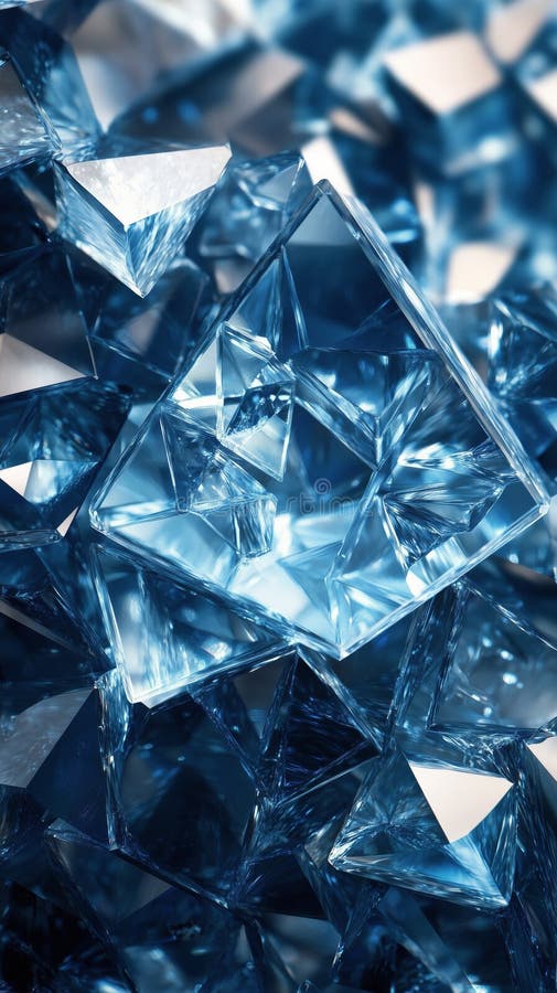 Geometric Blue Pattern with Various Shades and Textures Displayed on a ...