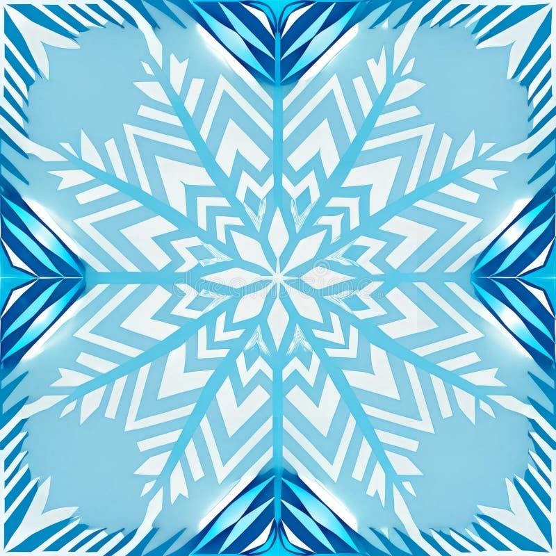 Geometric Blue Snowflake Pattern with Symmetrical Abstract Design Stock ...