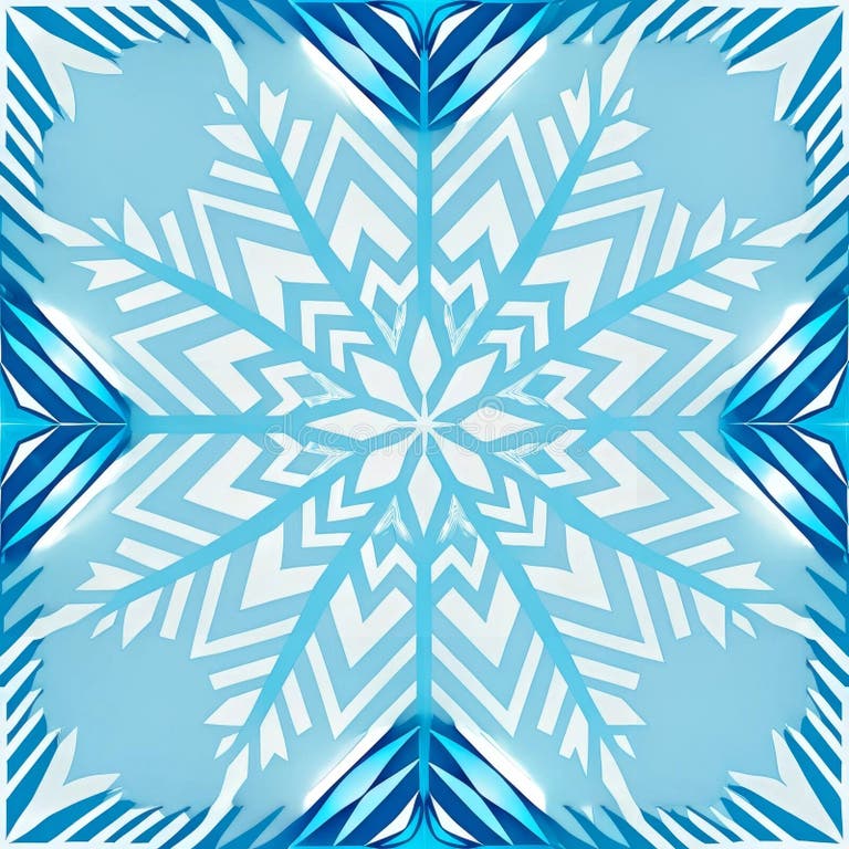 Geometric Blue Snowflake Pattern with Symmetrical Abstract Design Stock ...