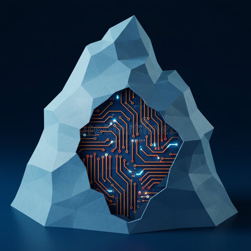 A Geometric, Blue Stone Structure with Angular Facets Forms a Hollow ...