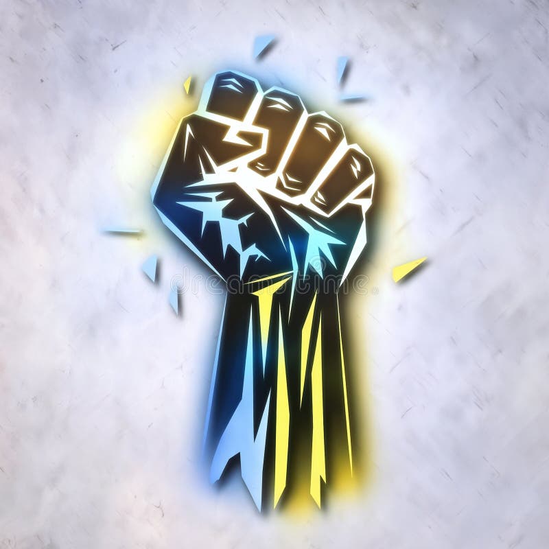 Geometric Blue and Yellow Fist Symbolizing Ukrainian Unity Stock ...
