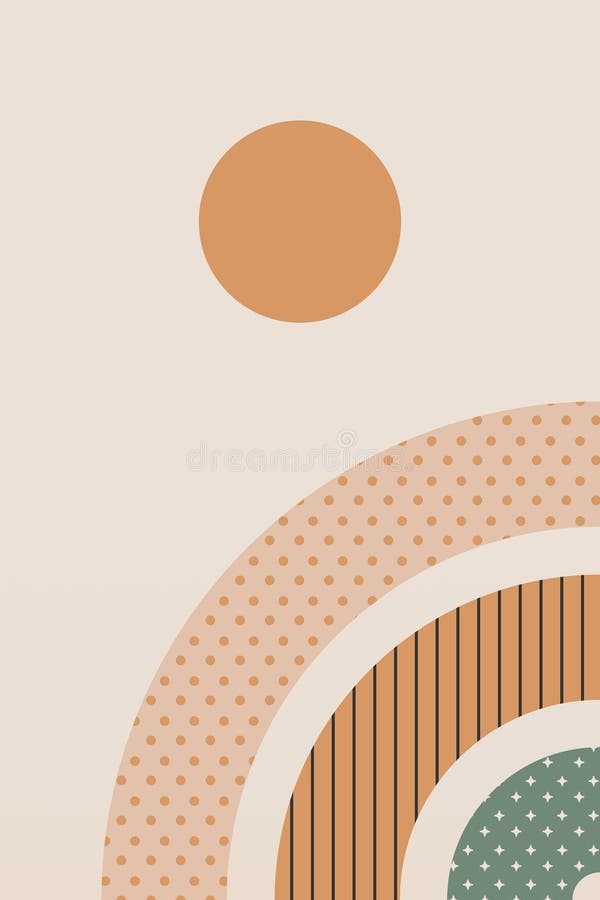 Flat Geometric Boho Rainbow Art Illustration Background Stock Vector ...