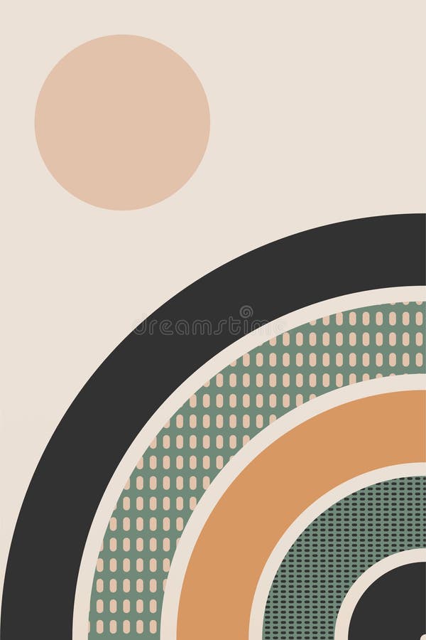 Flat Geometric Boho Rainbow Art Illustration Background Stock ...