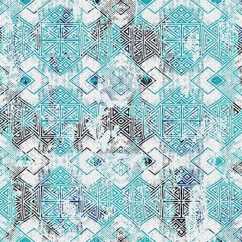 Geometric Boho Style Tribal Pattern with Distressed Texture and Effect ...
