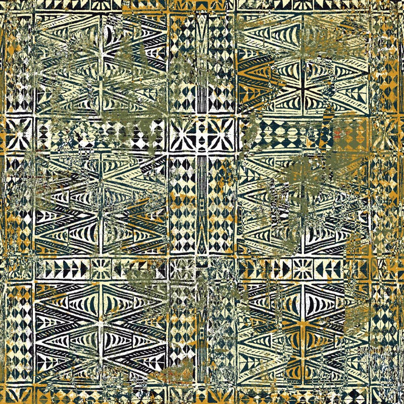 Geometric Boho Style Tribal Pattern with Distressed Texture and Effect ...