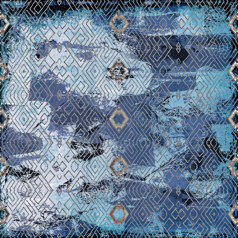 Geometric Boho Style Tribal Pattern with Distressed Texture and Effect ...