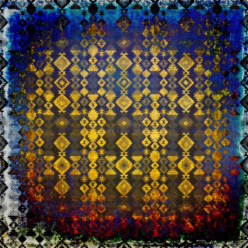 Geometric Boho Style Tribal Pattern with Distressed Texture and Effect ...