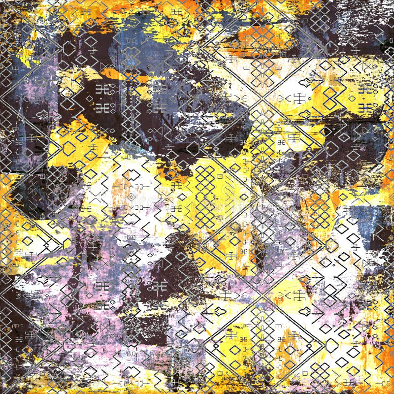 Geometric Boho Style Tribal Pattern with Distressed Texture and Effect ...