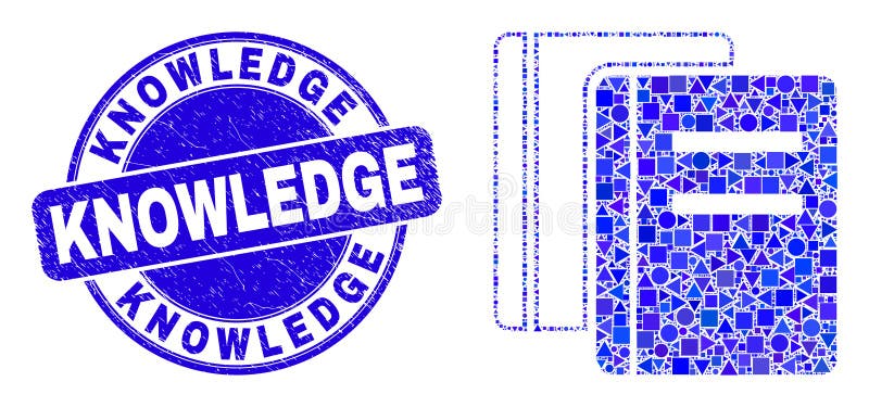 Blue Grunge Knowledge Stamp and Books Mosaic Stock Vector ...