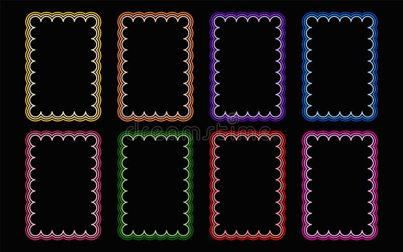 Geometric Border Frames with Colorful Gradient Lines Stock Vector ...