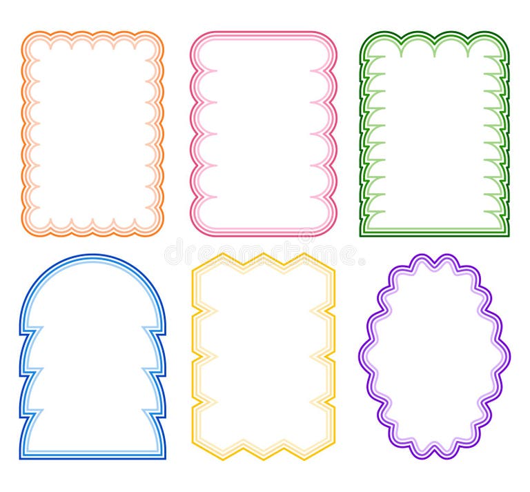 Geometric Border Frames with Wavy Colorful Lines Stock Vector ...