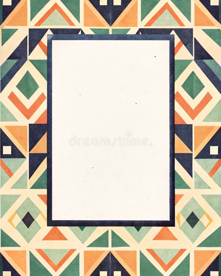 Geometric Border Pattern with Paper Texture and Autumn Breeze Palette ...