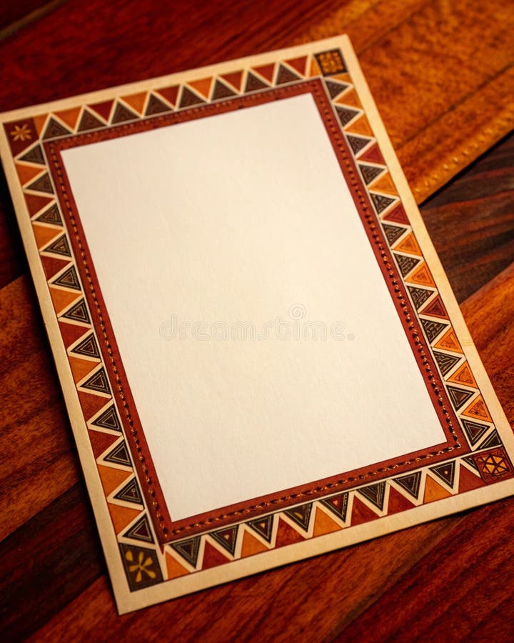 Geometric Border Pattern with Paper Texture and Fiery Sunset Palette ...