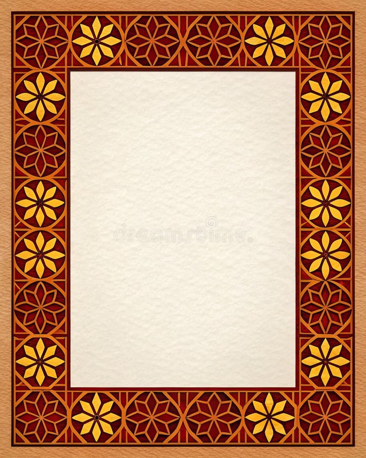 Geometric Border Pattern with Paper Texture and Fiery Sunset Palette ...