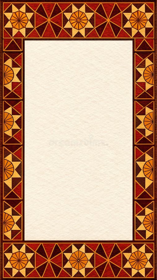 Geometric Border Pattern with Paper Texture and Fiery Sunset Palette ...