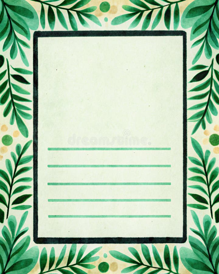 Geometric Border Pattern with Paper Texture and Forest Canopy Palette ...