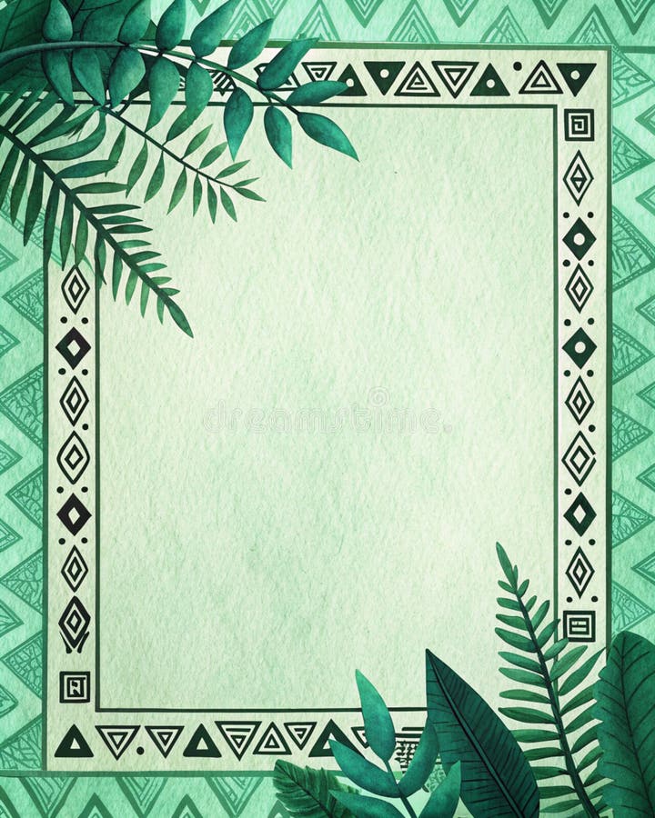 Geometric Border Pattern with Paper Texture and Forest Canopy Palette ...