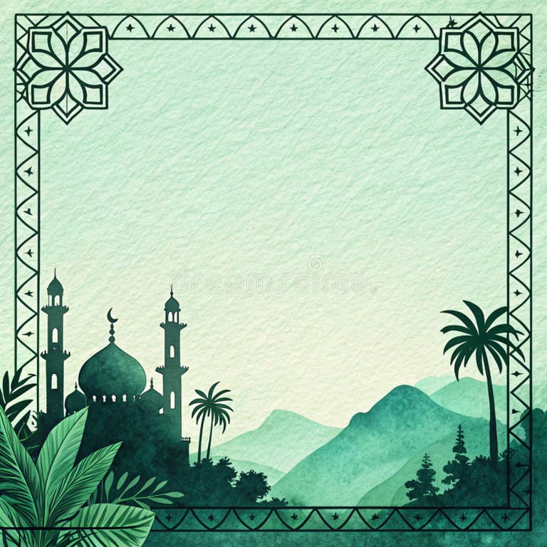 Geometric Border Pattern with Paper Texture and Forest Canopy Palette ...