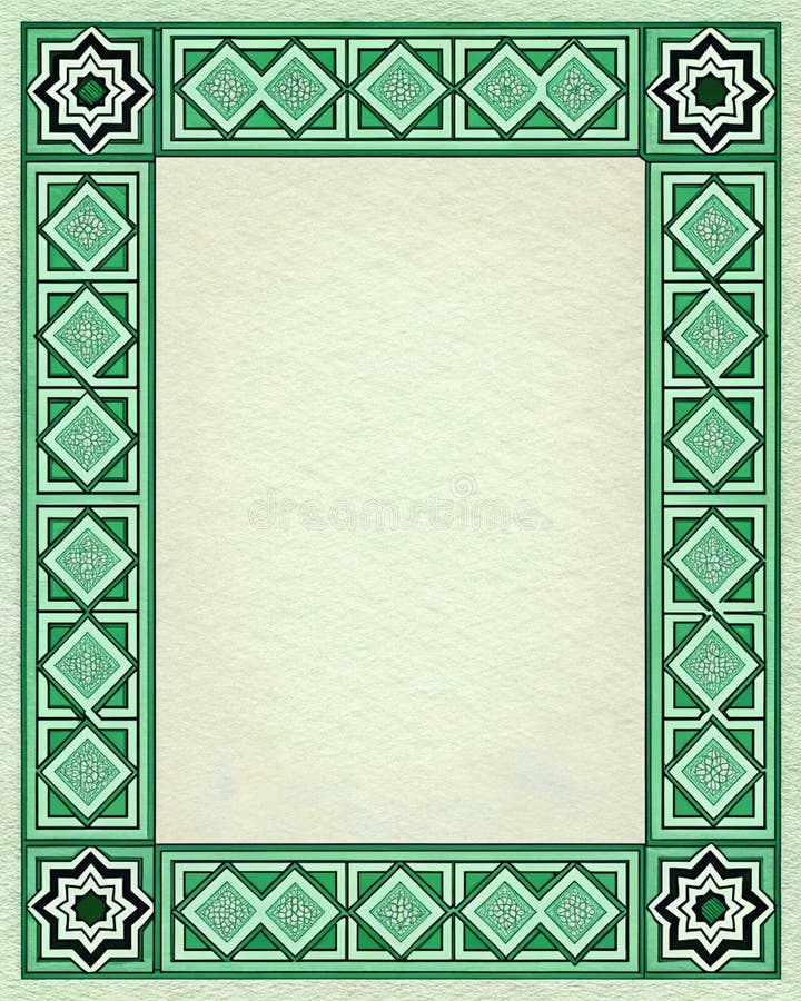 Geometric Border Pattern with Paper Texture and Forest Canopy Palette ...