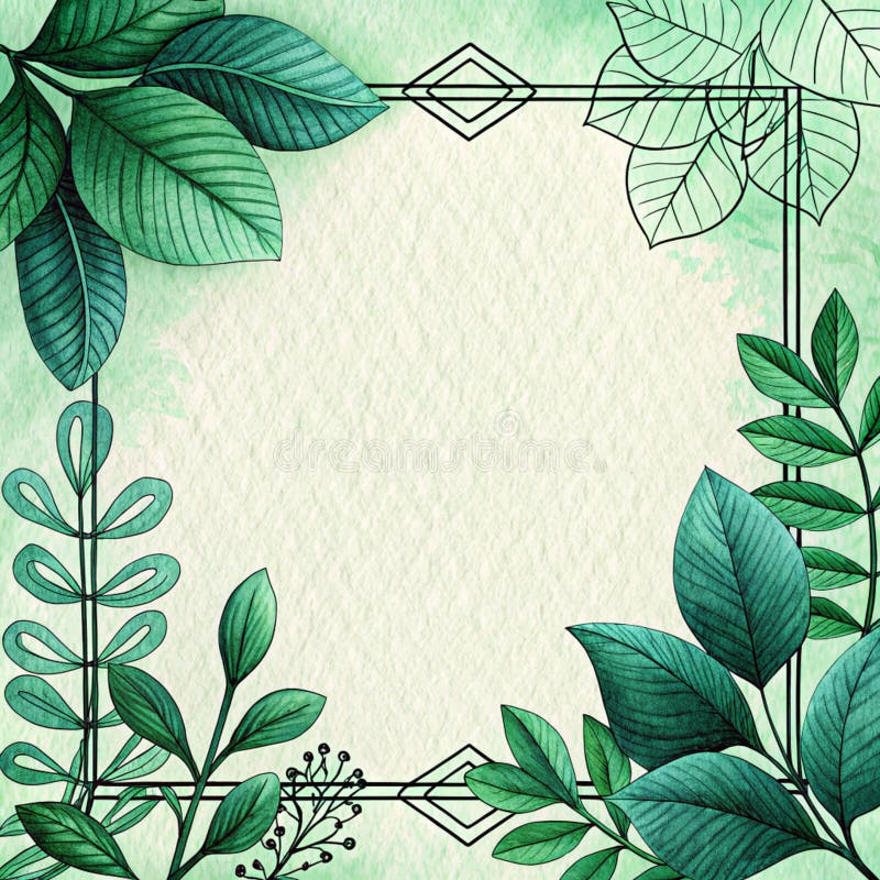 Geometric Border Pattern with Paper Texture and Forest Canopy Palette ...