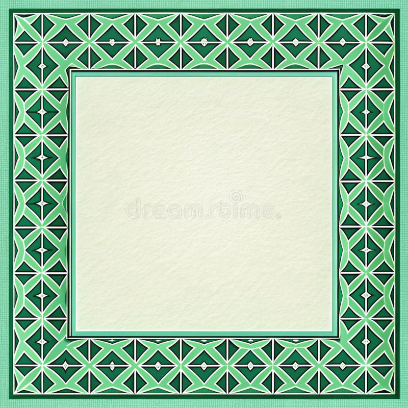 Geometric Border Pattern with Paper Texture and Forest Canopy Palette ...