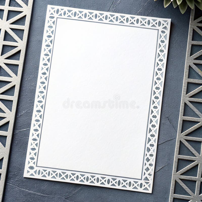 Geometric Border Pattern with Paper Texture and Modern Grayscale ...