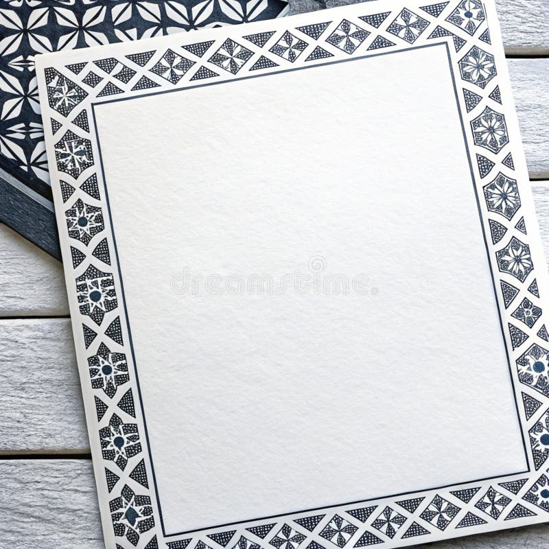 Geometric Border Pattern with Paper Texture and Modern Grayscale ...
