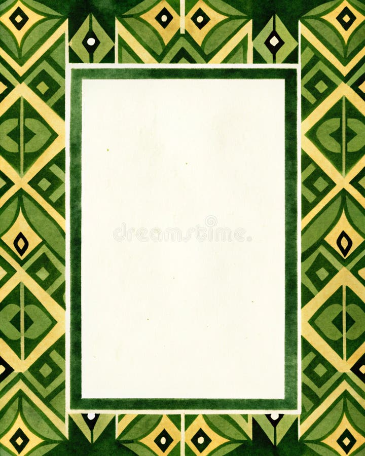 Geometric Border Pattern with Paper Texture and Mossy Grove Palette ...