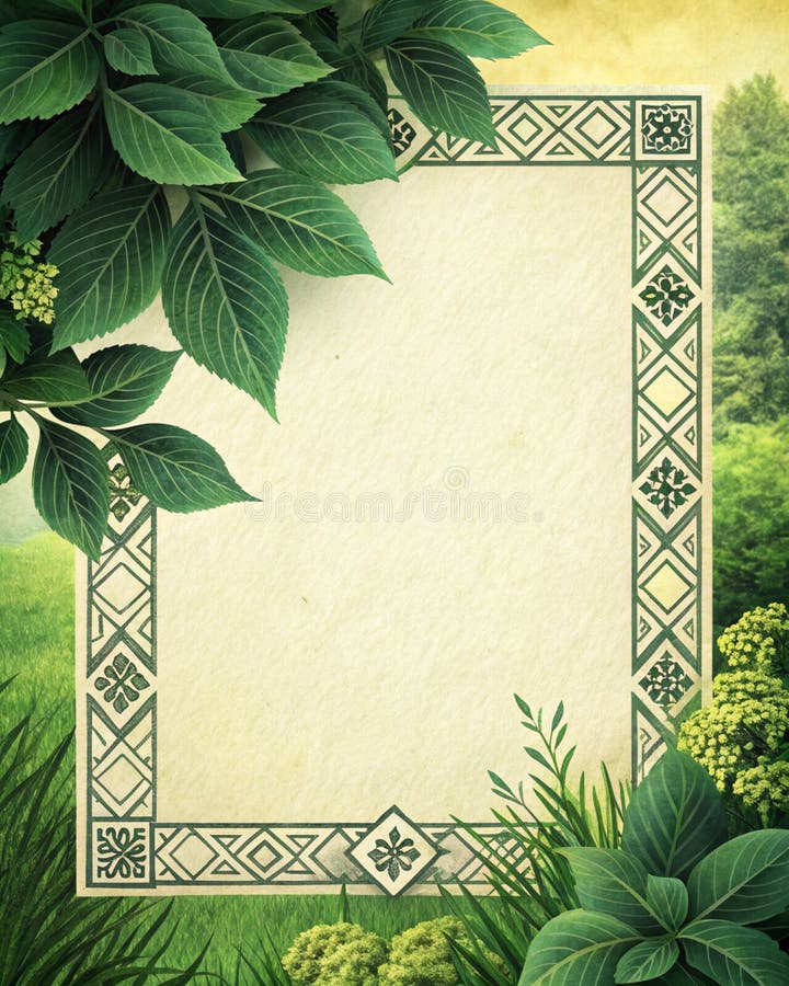 Geometric Border Pattern with Paper Texture and Mossy Grove Palette ...