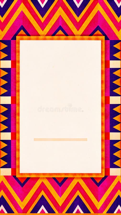 Geometric Border Pattern with Paper Texture and Neon Sunset Palette ...