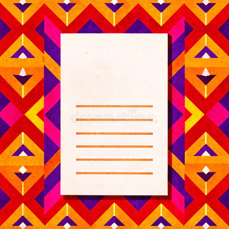 Geometric Border Pattern with Paper Texture and Neon Sunset Palette ...