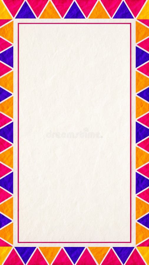 Geometric Border Pattern with Paper Texture and Neon Sunset Palette ...