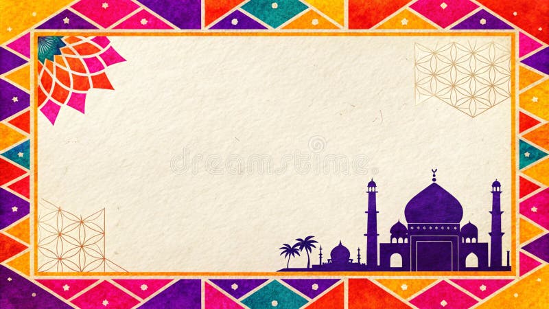 Geometric Border Pattern with Paper Texture and Neon Sunset Palette ...