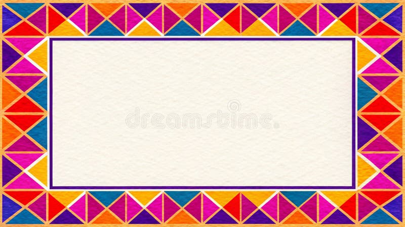 Geometric Border Pattern with Paper Texture and Neon Sunset Palette ...