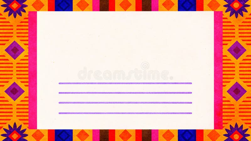 Geometric Border Pattern with Paper Texture and Neon Sunset Palette ...