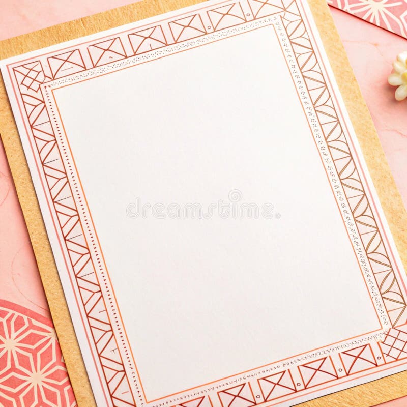 Geometric Border Pattern with Paper Texture and Peachy Blush Palette ...