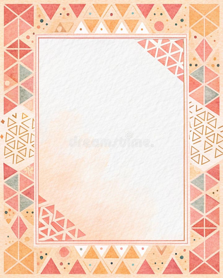 Geometric Border Pattern with Paper Texture and Peachy Blush Palette ...