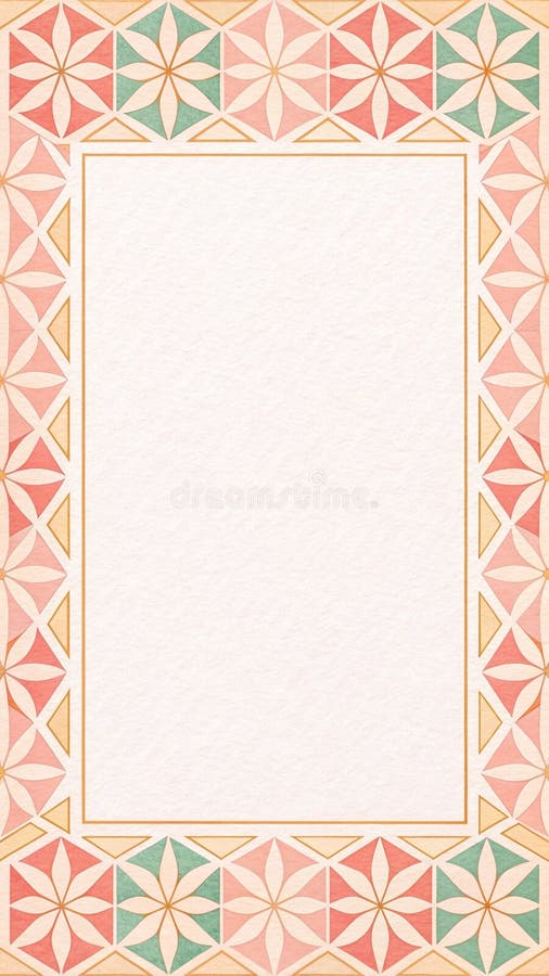 Geometric Border Pattern with Paper Texture and Peachy Blush Palette ...