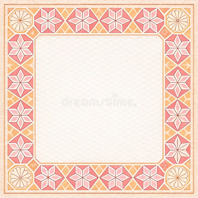 Geometric Border Pattern with Paper Texture and Peachy Blush Palette ...