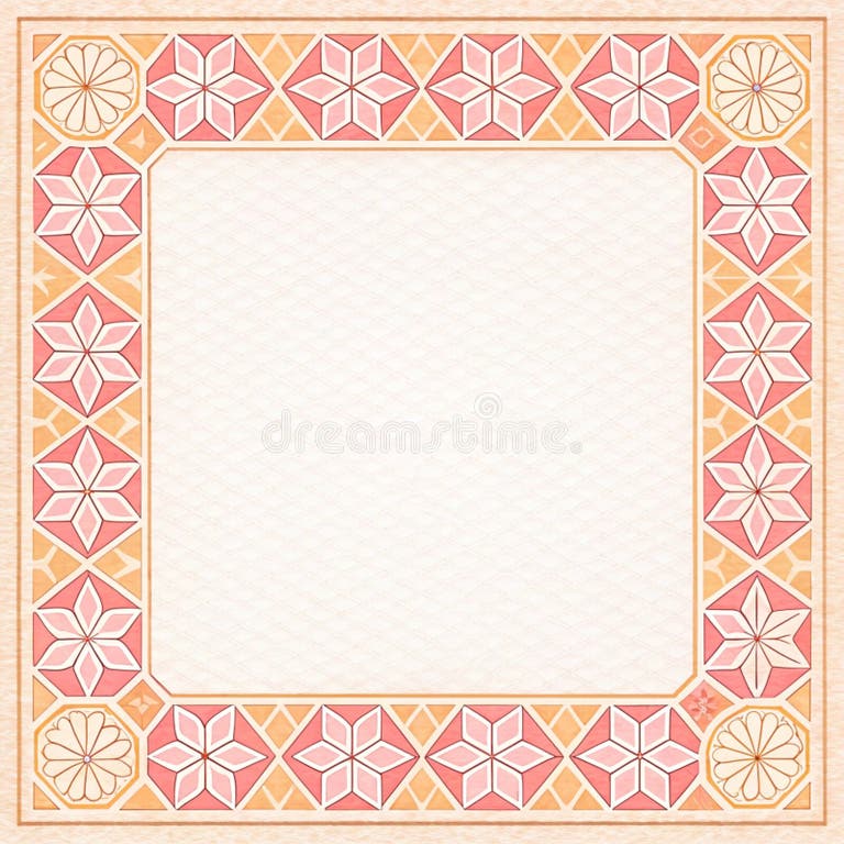 Geometric Border Pattern with Paper Texture and Peachy Blush Palette ...