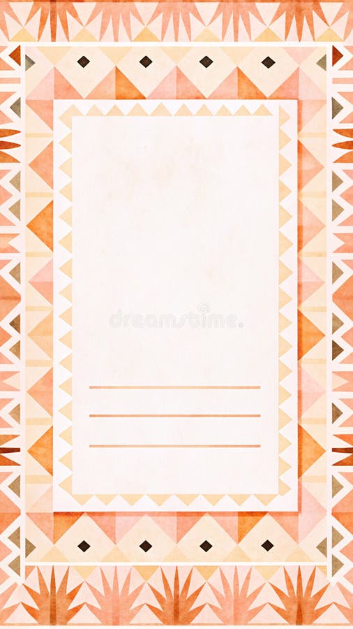 Geometric Border Pattern with Paper Texture and Peachy Blush Palette ...