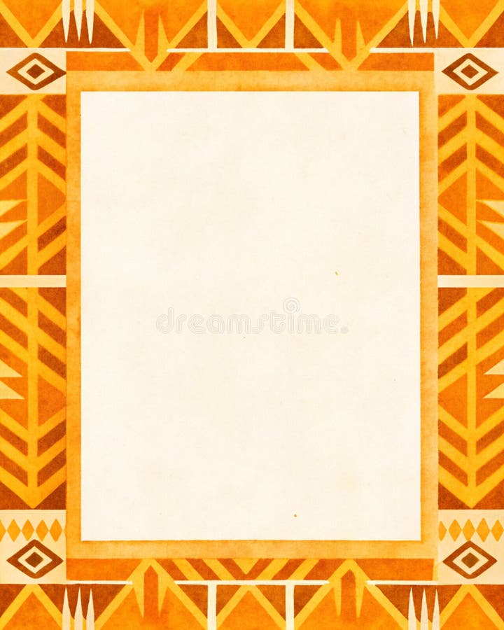 Geometric Border Pattern with Paper Texture and Sunset Glow Palette ...