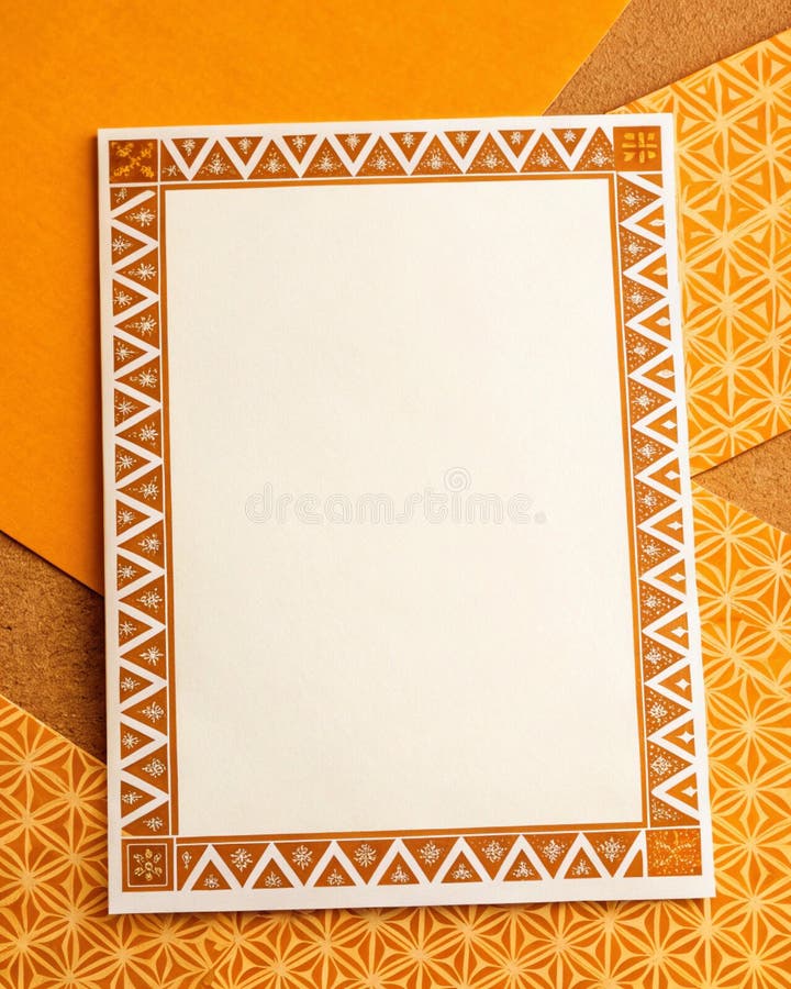 Geometric Border Pattern with Paper Texture and Sunset Glow Palette ...