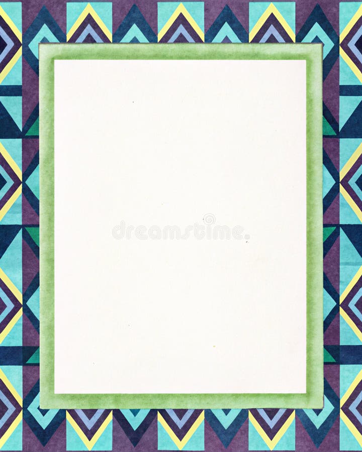 Geometric Border Pattern with Paper Texture and Vibrant Earthy Cool ...