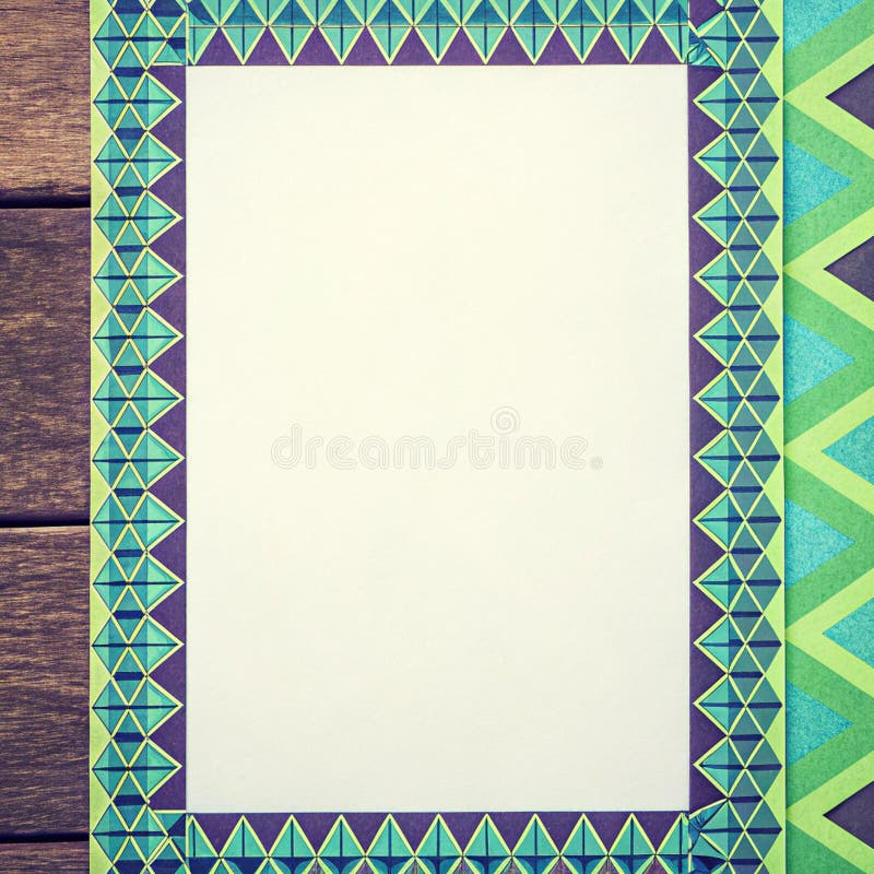 Geometric Border Pattern with Paper Texture and Vibrant Earthy Cool ...